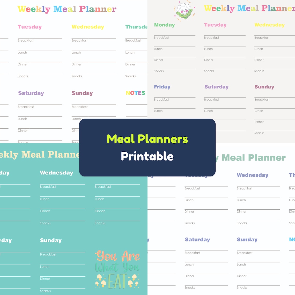 Printable Weekly Meal Planner Meal Planning Worksheet Organized Meal ...