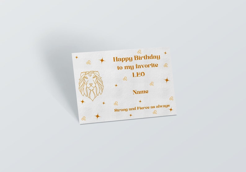 Leo Zodiac Birthday Card | Printable & Editable Greeting Card | Leo ...
