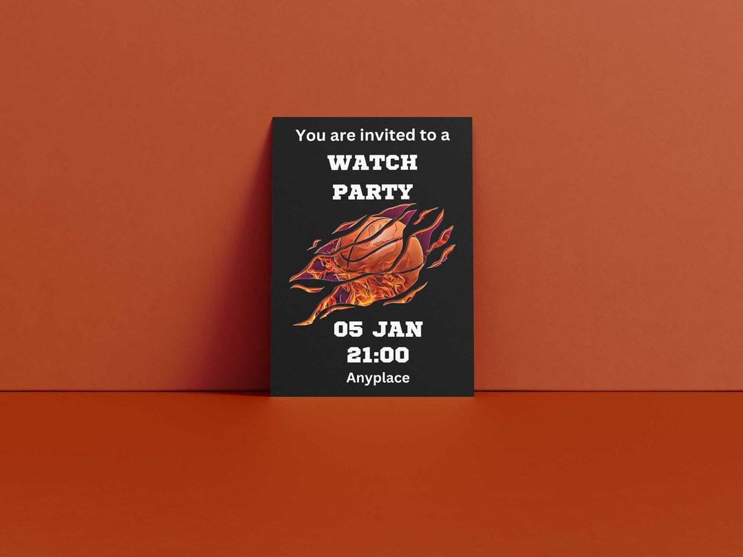 Watch Party Invitation, NBA Invitation, Editable NBA Invitation, NBA ...
