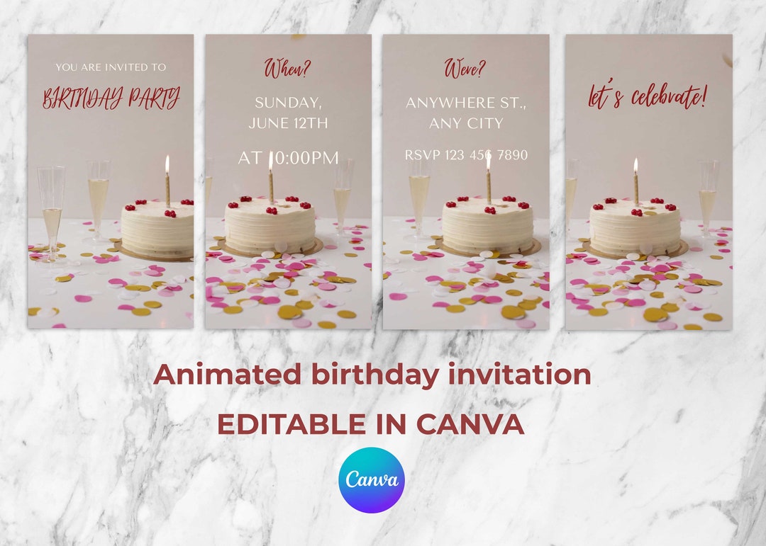 Digital Birthday Party Invitation, Party Invite, Editable Animated ...