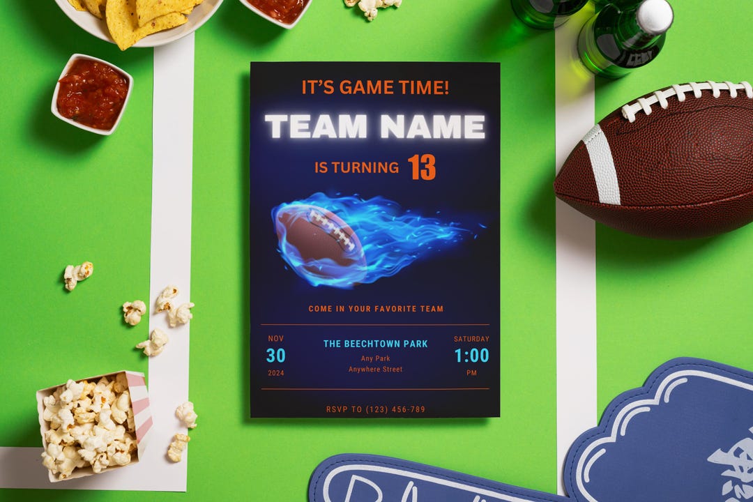 NFL Invitation, Editable NFL Invitation, NFL Invitation Canva, Football ...