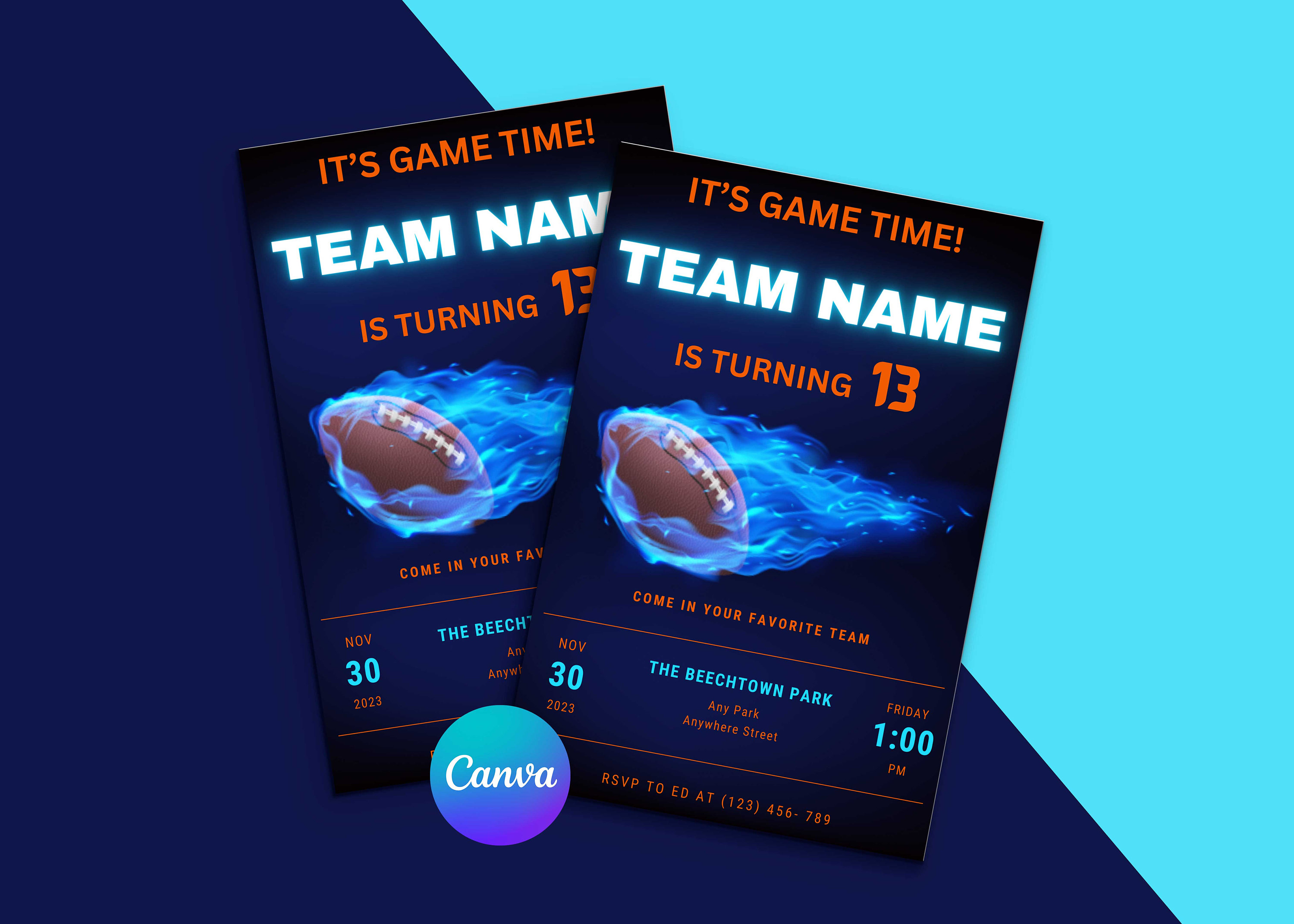 NFL Invitation, Editable NFL Invitation, NFL Invitation Canva, Football ...