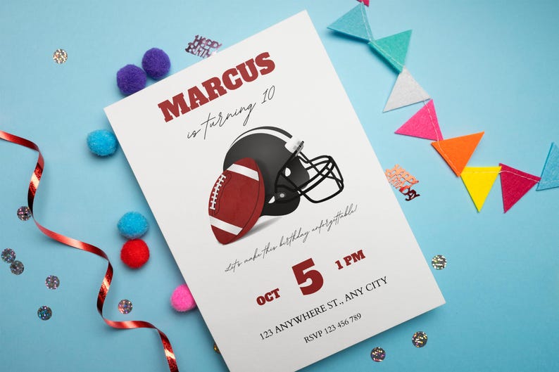 Editable Football Birthday Invitation | NFL Season Party Invite | Canva ...