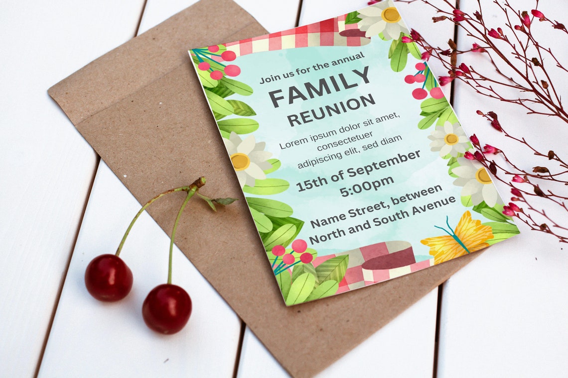 Family Reunion Invitation Template, Reunion Party Invitation, Editable ...