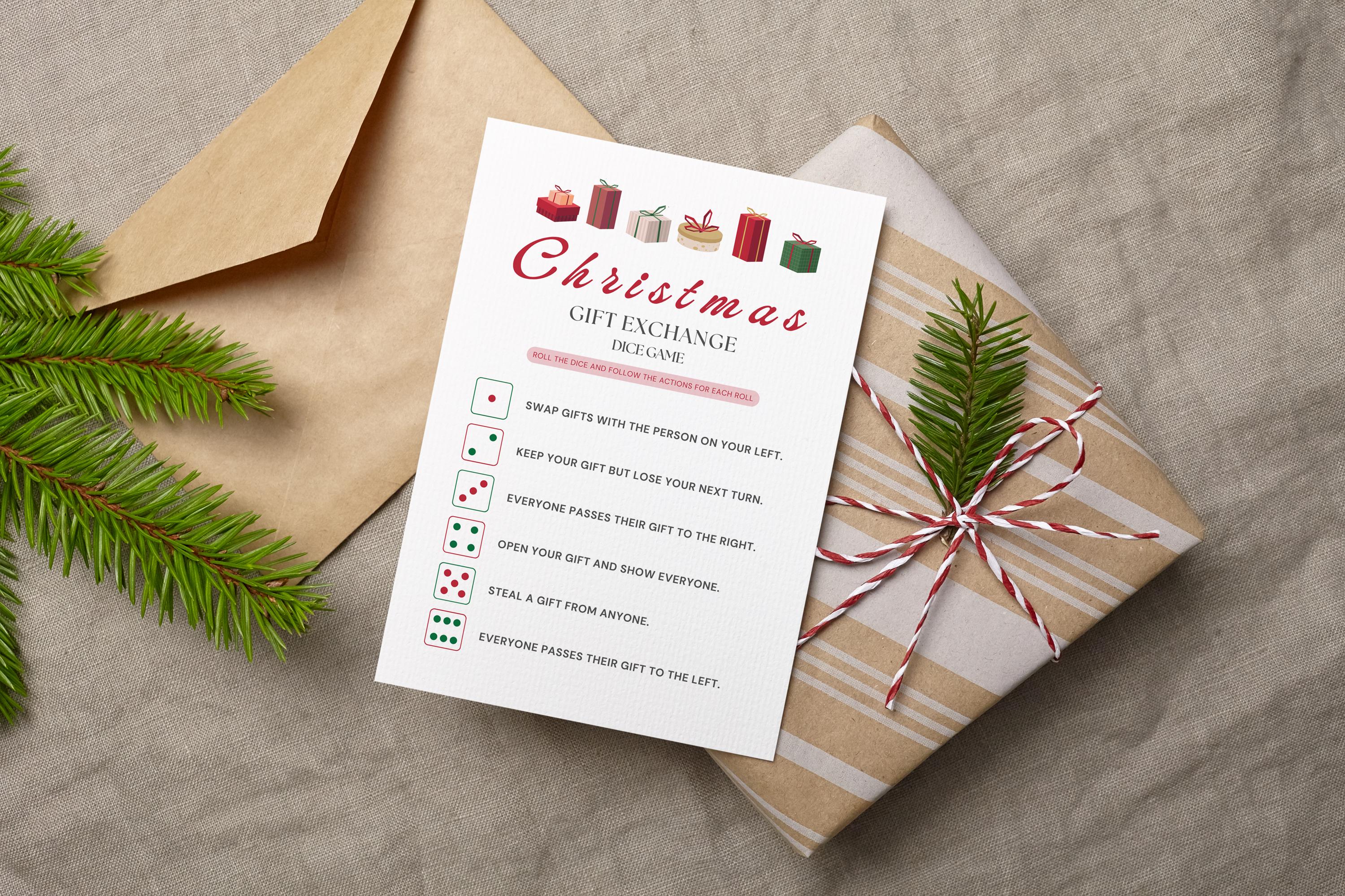 Editable Christmas Gift Exchange Game | Printable Holiday Fun | White ...
