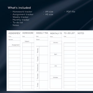Printable Homework Tracker | Simple Assignment Log | Daily & Weekly ...