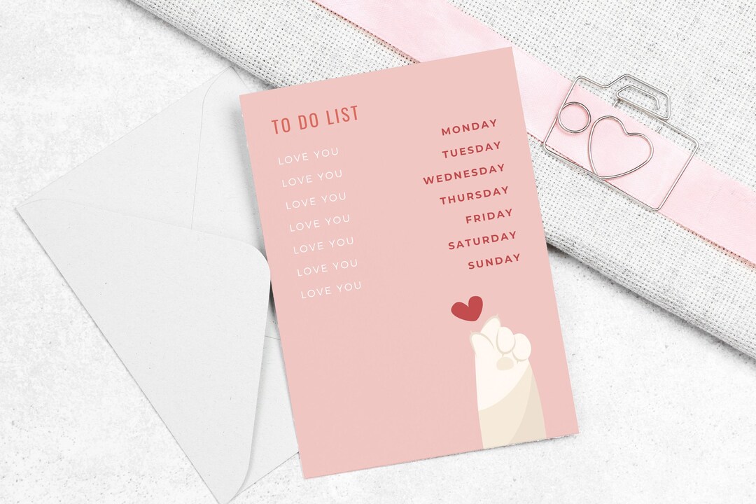 Editable Weekday Reminder Card for Couples on Valentine's Day ...