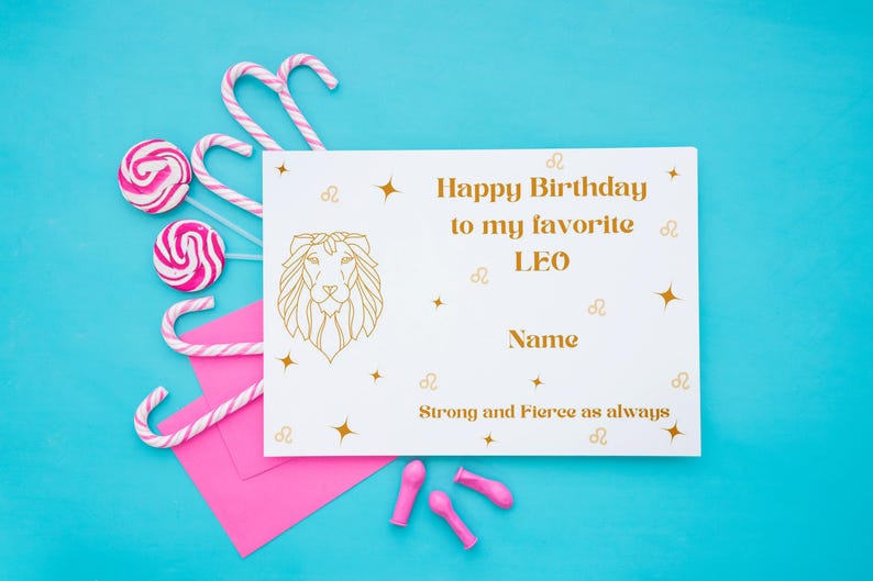 Leo Zodiac Birthday Card | Printable & Editable Greeting Card | Leo ...