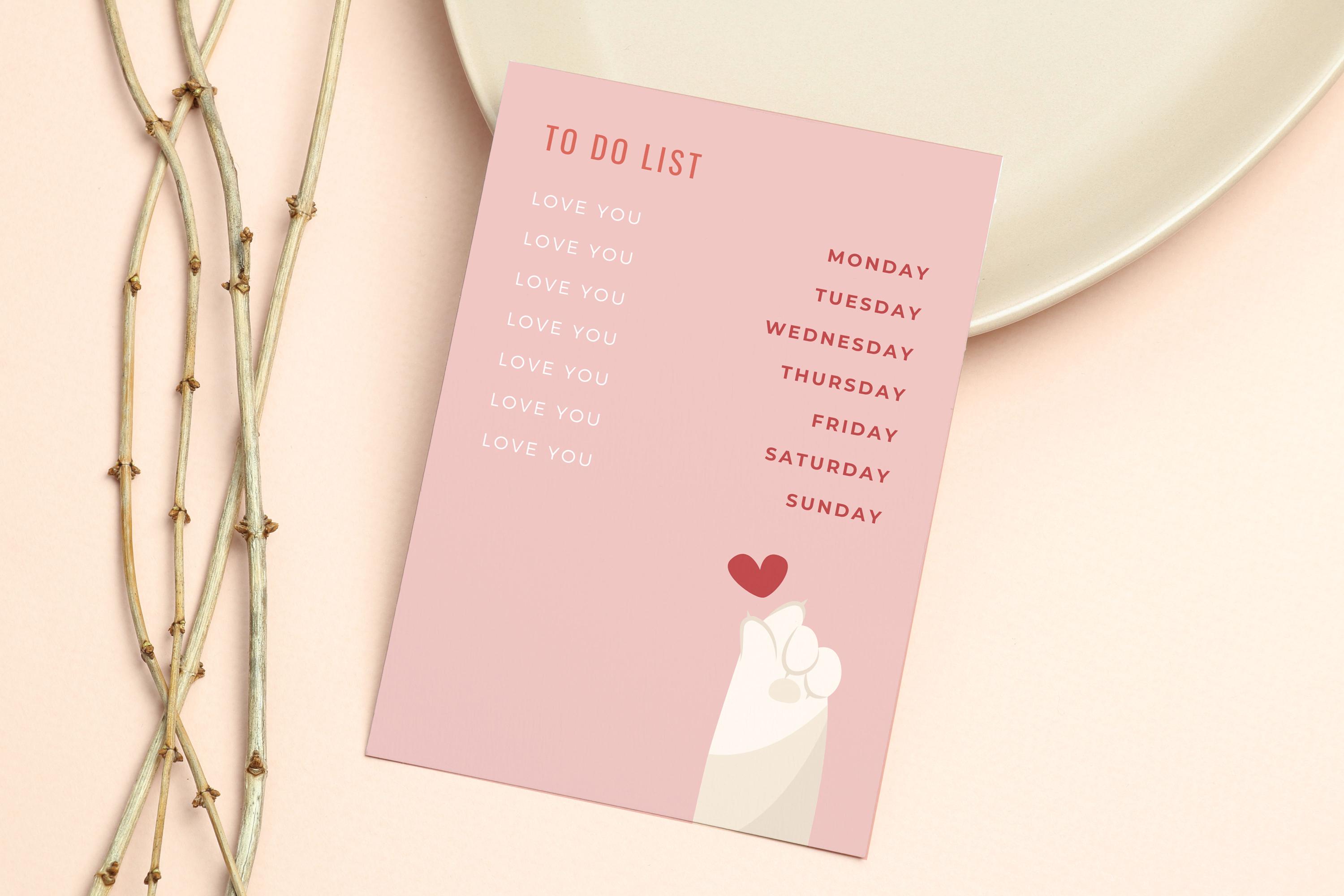 Editable Weekday Reminder Card for Couples on Valentine's Day ...