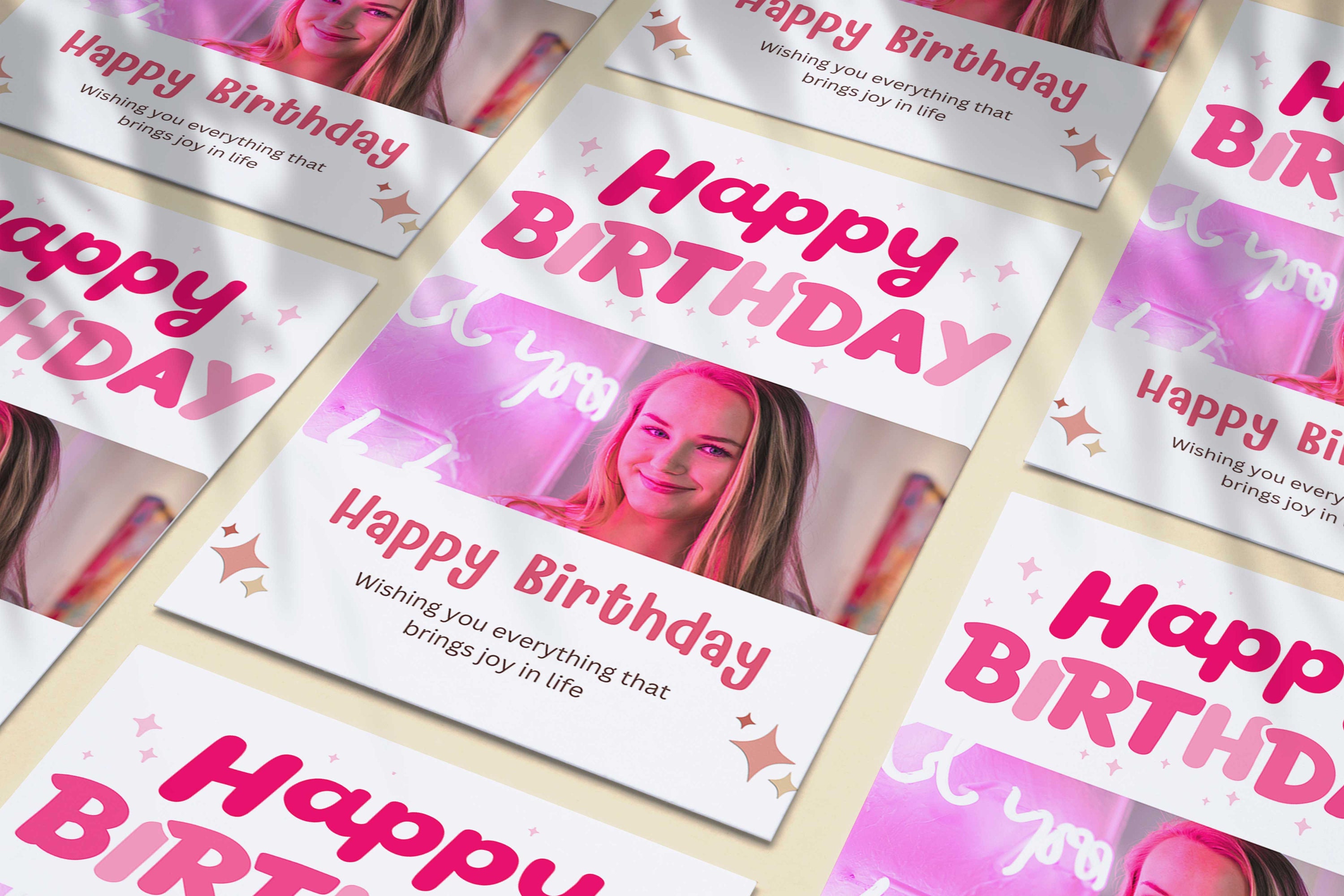 Editable Birthday Card, Printable Birthday Card, Canva B-day Card, Girl Birthday Canva Template ...