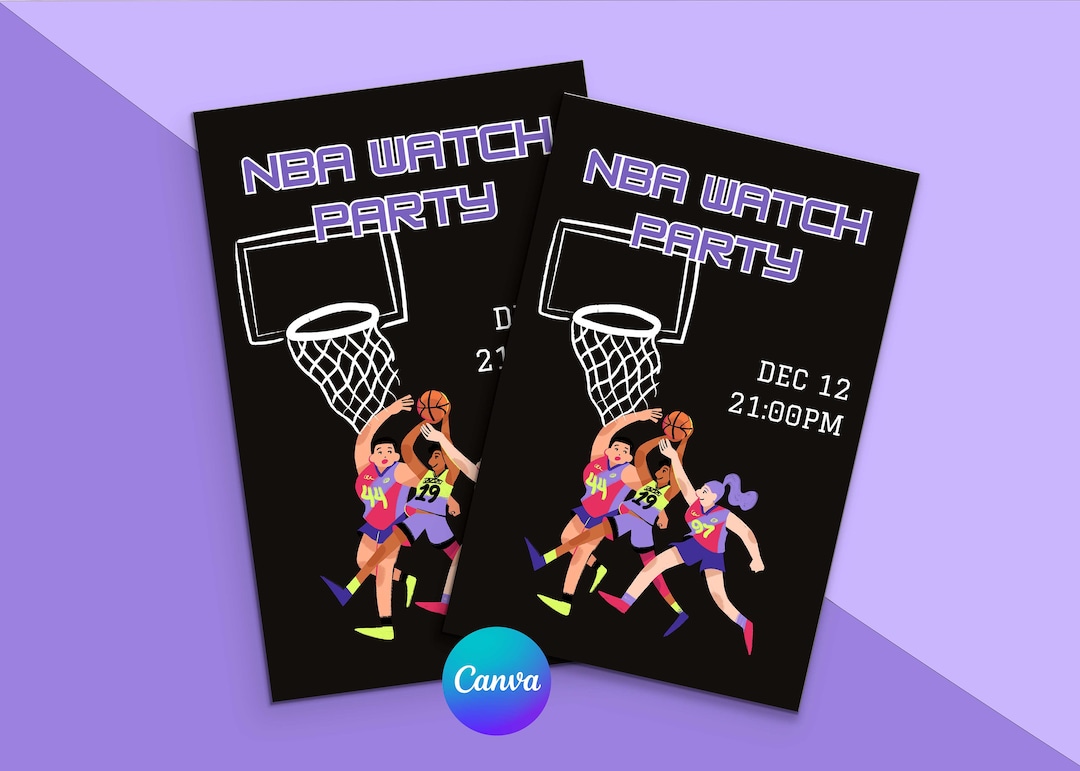 NBA Invitation, Editable NBA Invitation, NBA Invitation Canva, Football ...
