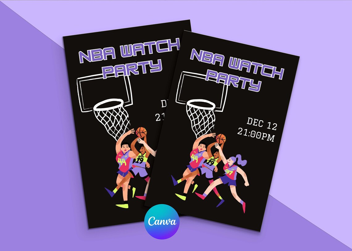 NBA Invitation, Editable NBA Invitation, NBA Invitation Canva, Football ...