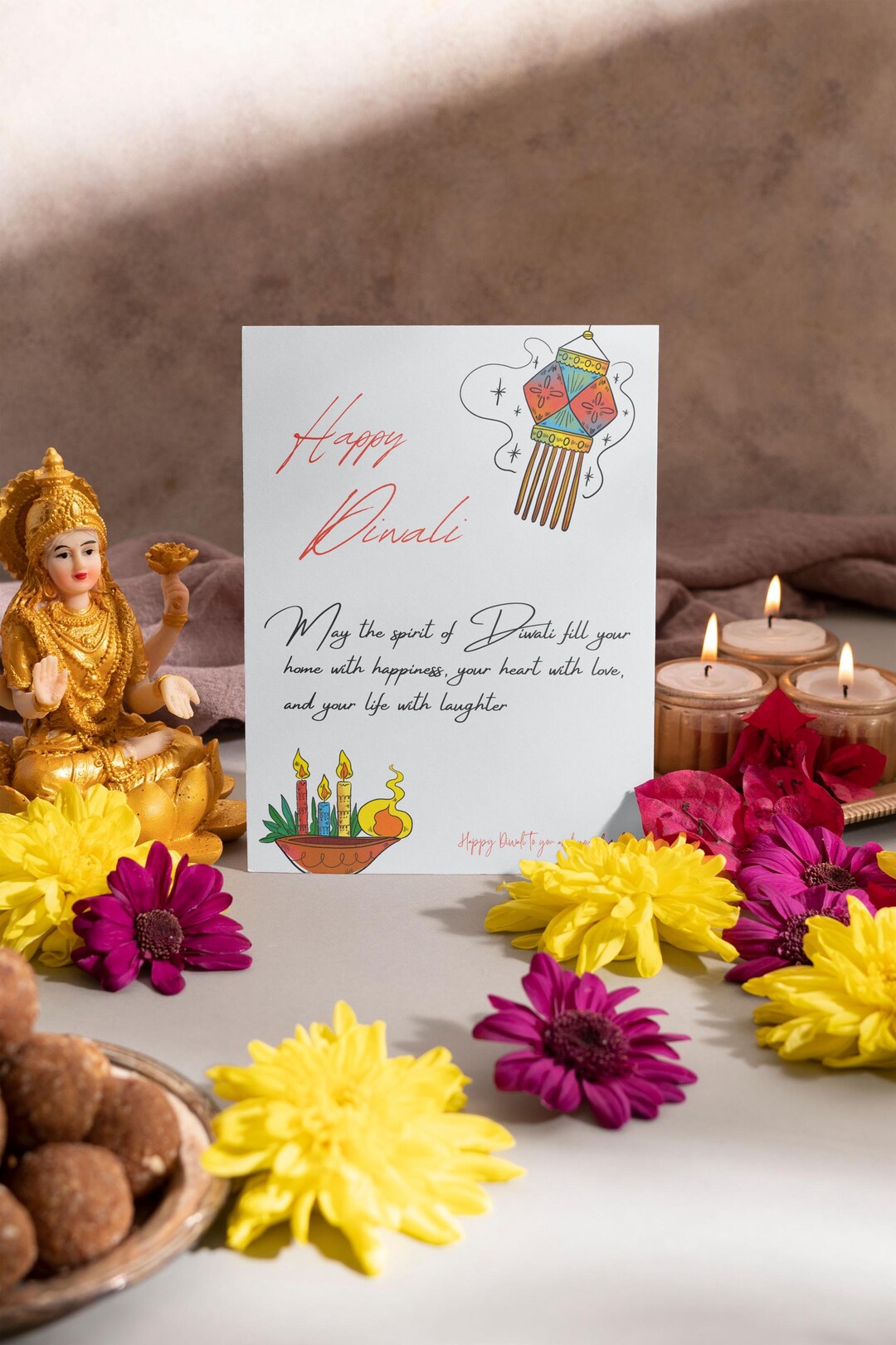Editable Diwali Greeting Card, Digital & Printable, Diwali Canva ...