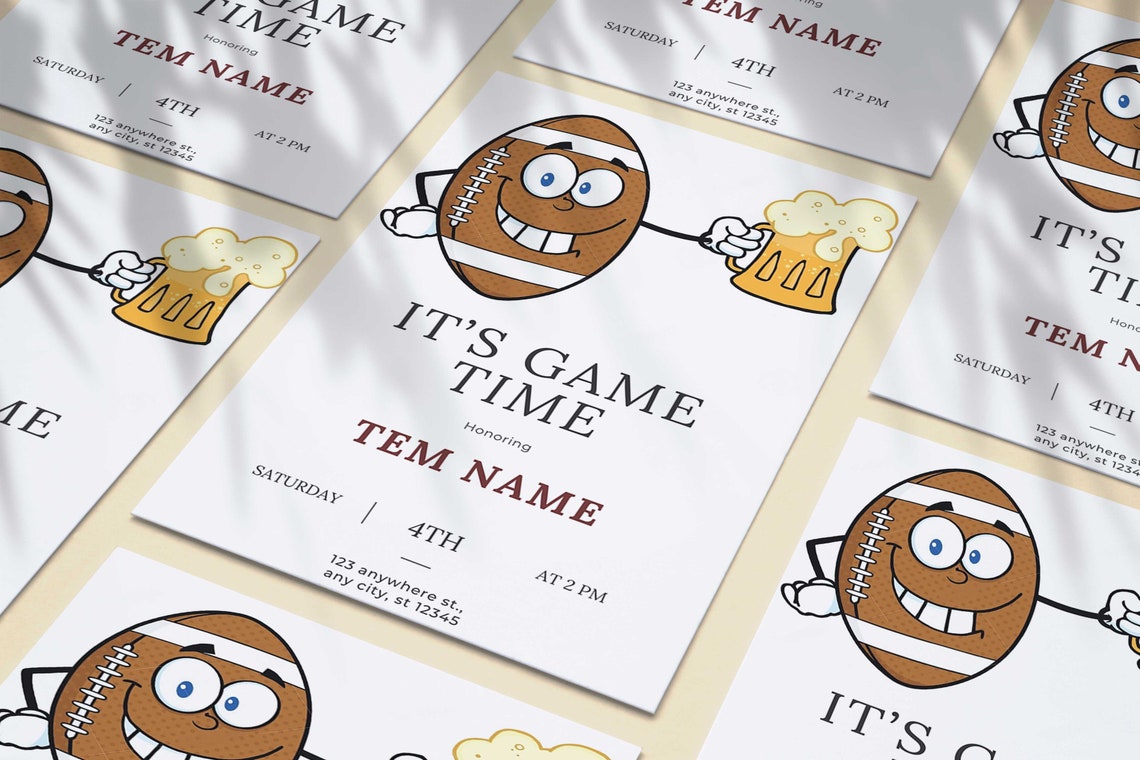 Editable NFL Invitation, Printable NFL Invitation, NFL Invitation Canva ...