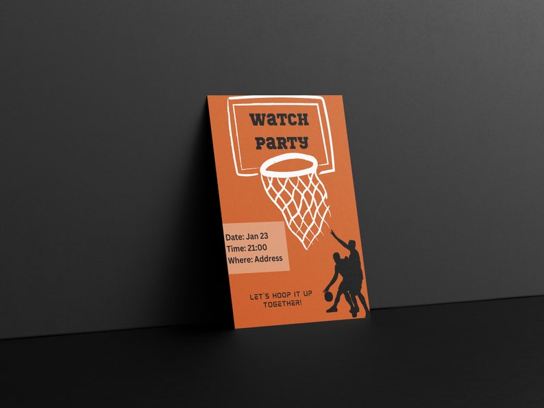Watch Party Invitation, NBA Invitation, Editable NBA Invitation, NBA ...