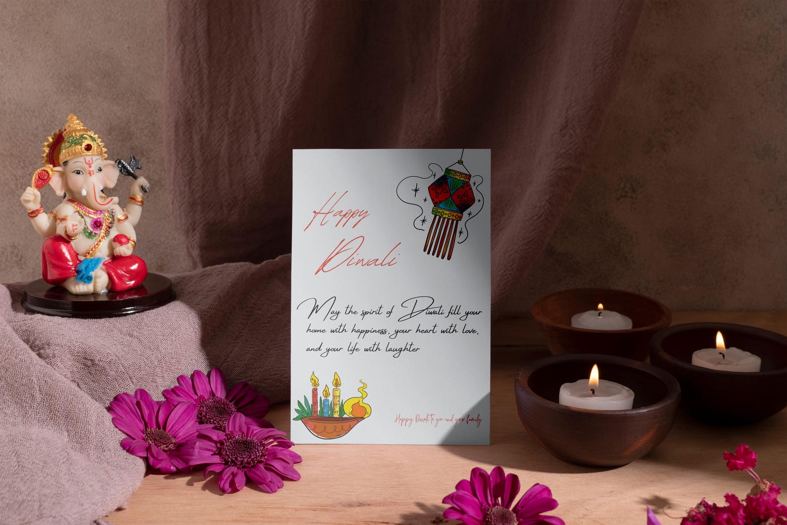 Editable Diwali Greeting Card, Digital & Printable, Diwali Canva ...