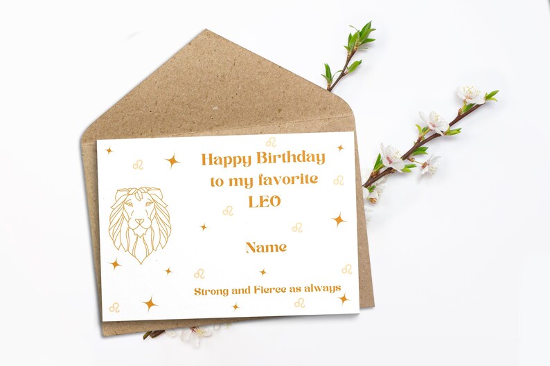 Leo Zodiac Birthday Card | Printable & Editable Greeting Card | Leo ...