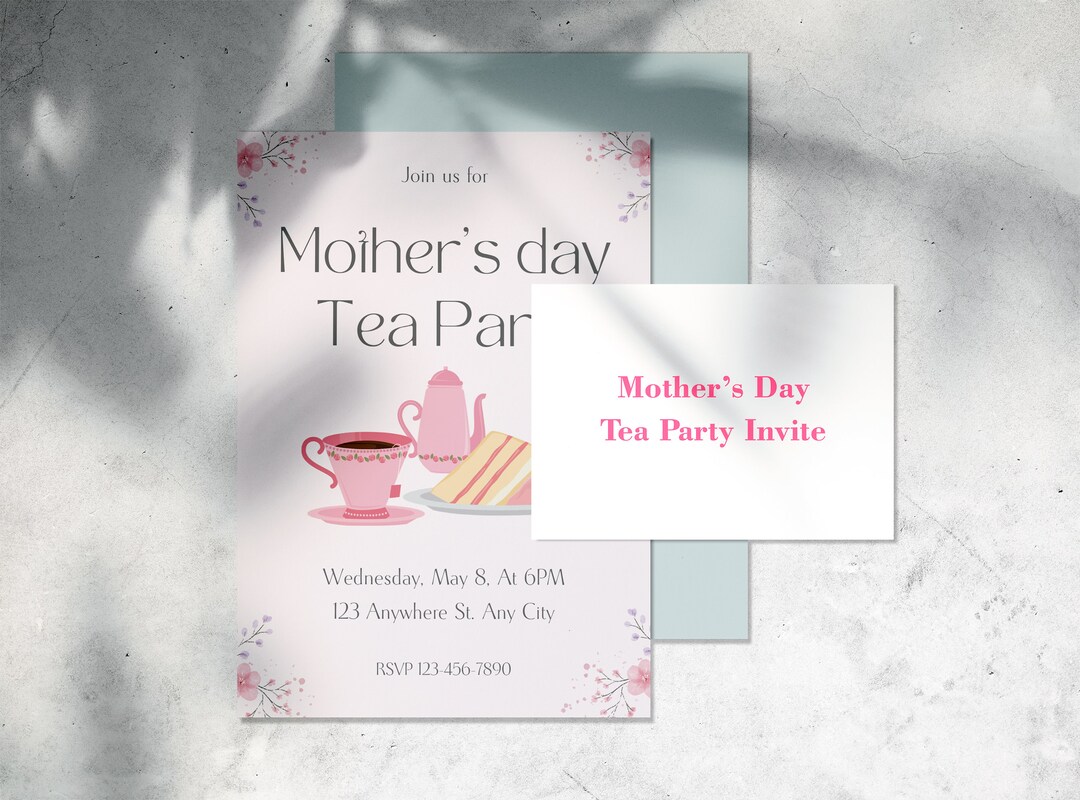 Tea Party Invitation, Editable Tea Party Invite, Happy Mother's Day ...