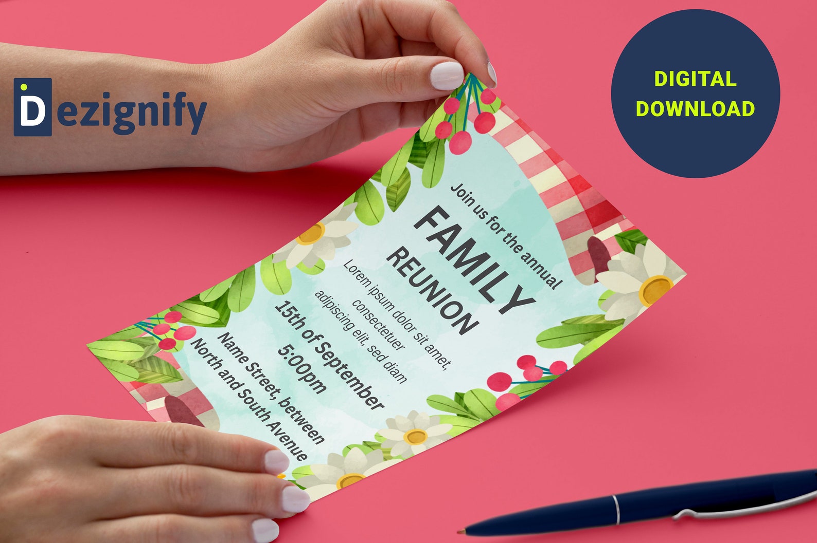 Family Reunion Invitation Template, Reunion Party Invitation, Editable ...