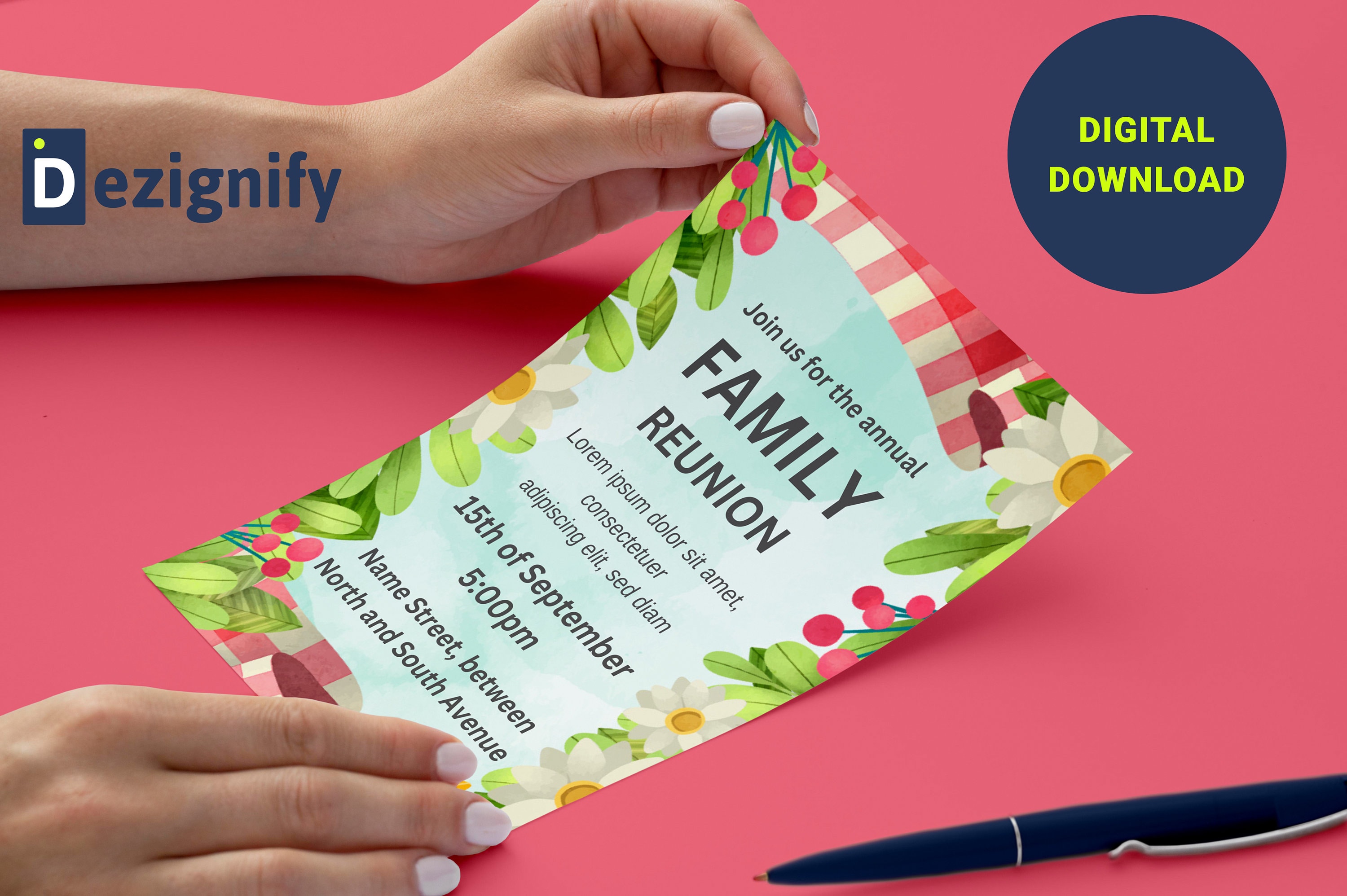 Family Reunion Invitation Template, Reunion Party Invitation, Editable ...