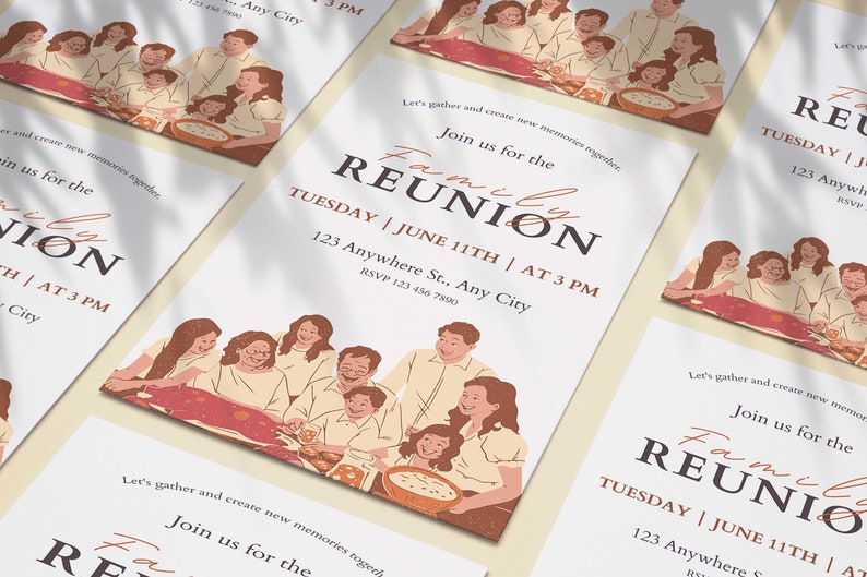 Family Reunion Invitation Template, Reunion Party Invitation, Editable ...