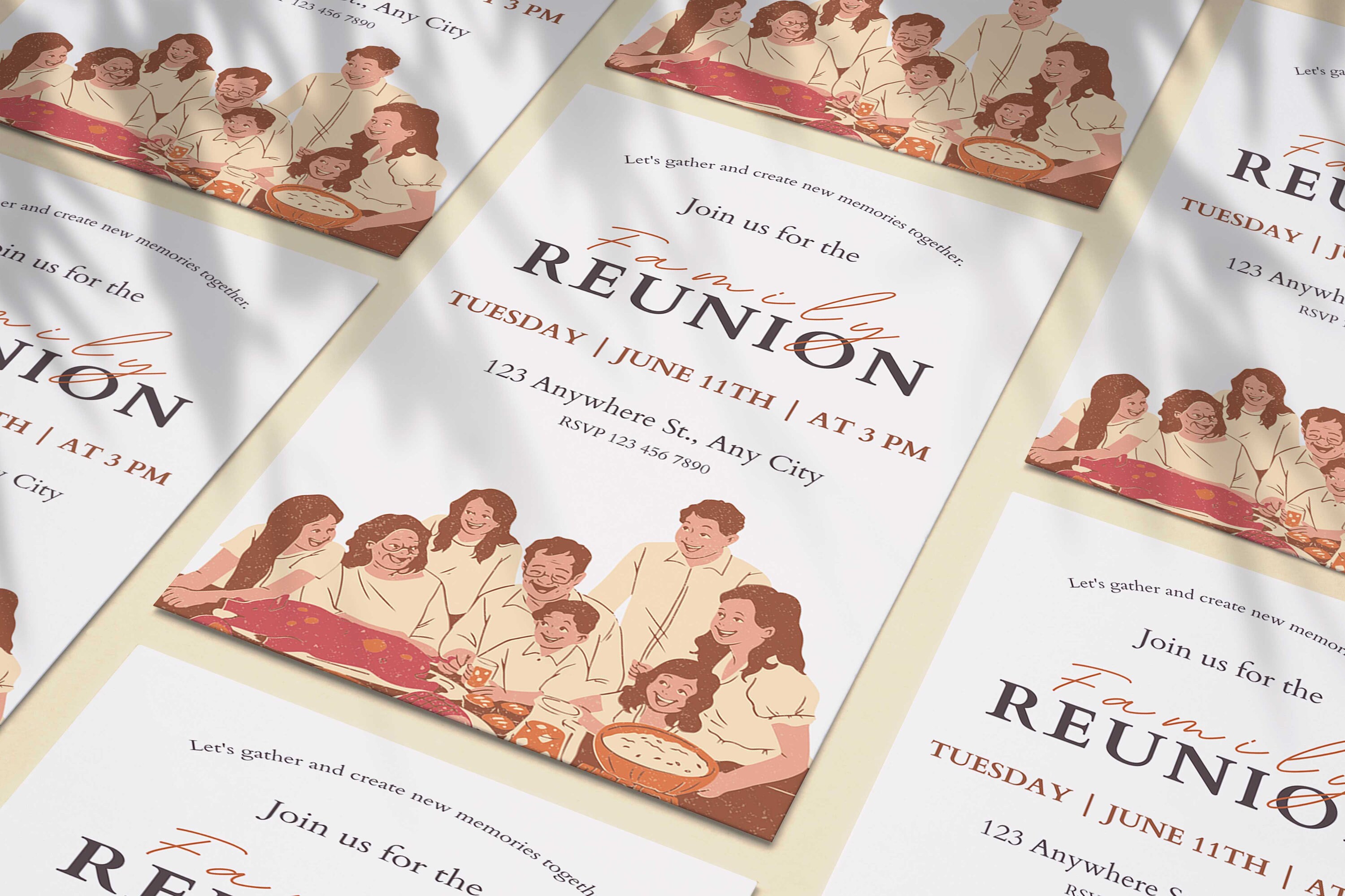 Family Reunion Invitation Template, Reunion Party Invitation, Editable ...