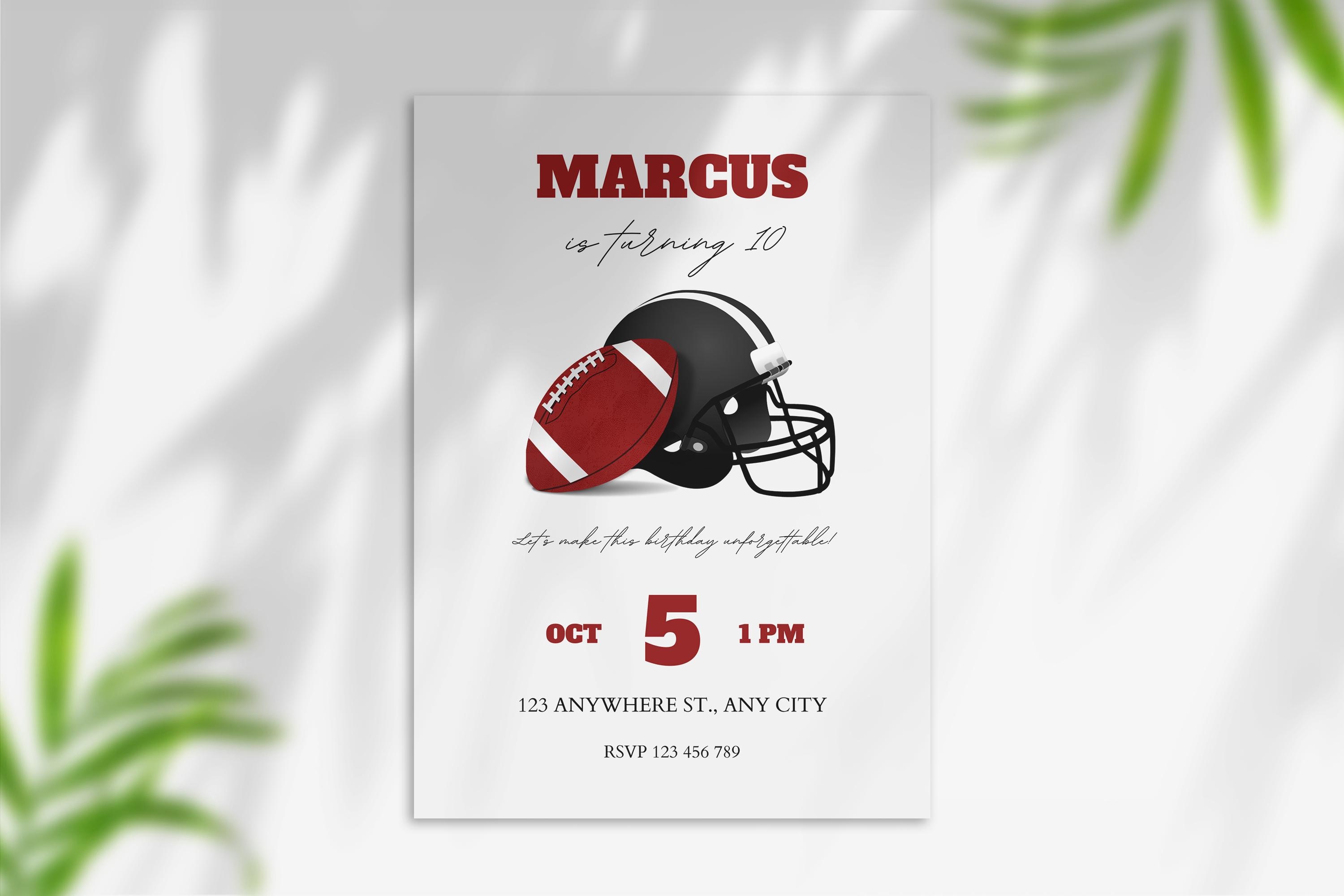 Editable Football Birthday Invitation | NFL Season Party Invite | Canva ...