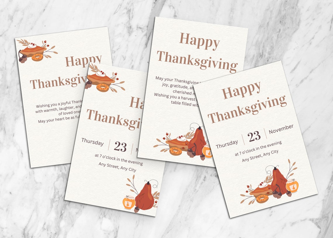 Editable Thanksgiving Invitation Thanksgiving Canva Template - Etsy