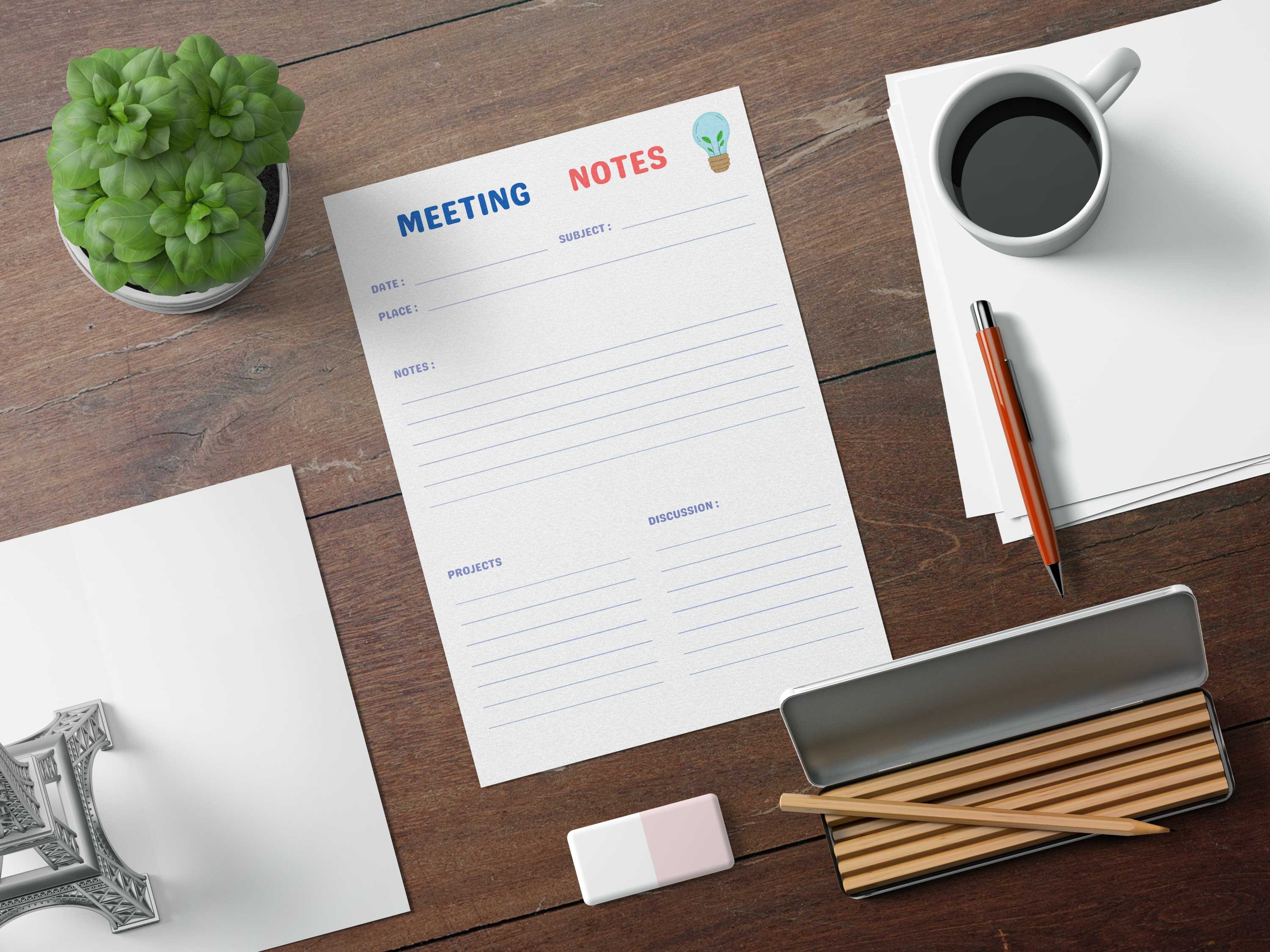 Editable Meeting Minute Template, Editable Meeting Notes, Agenda ...