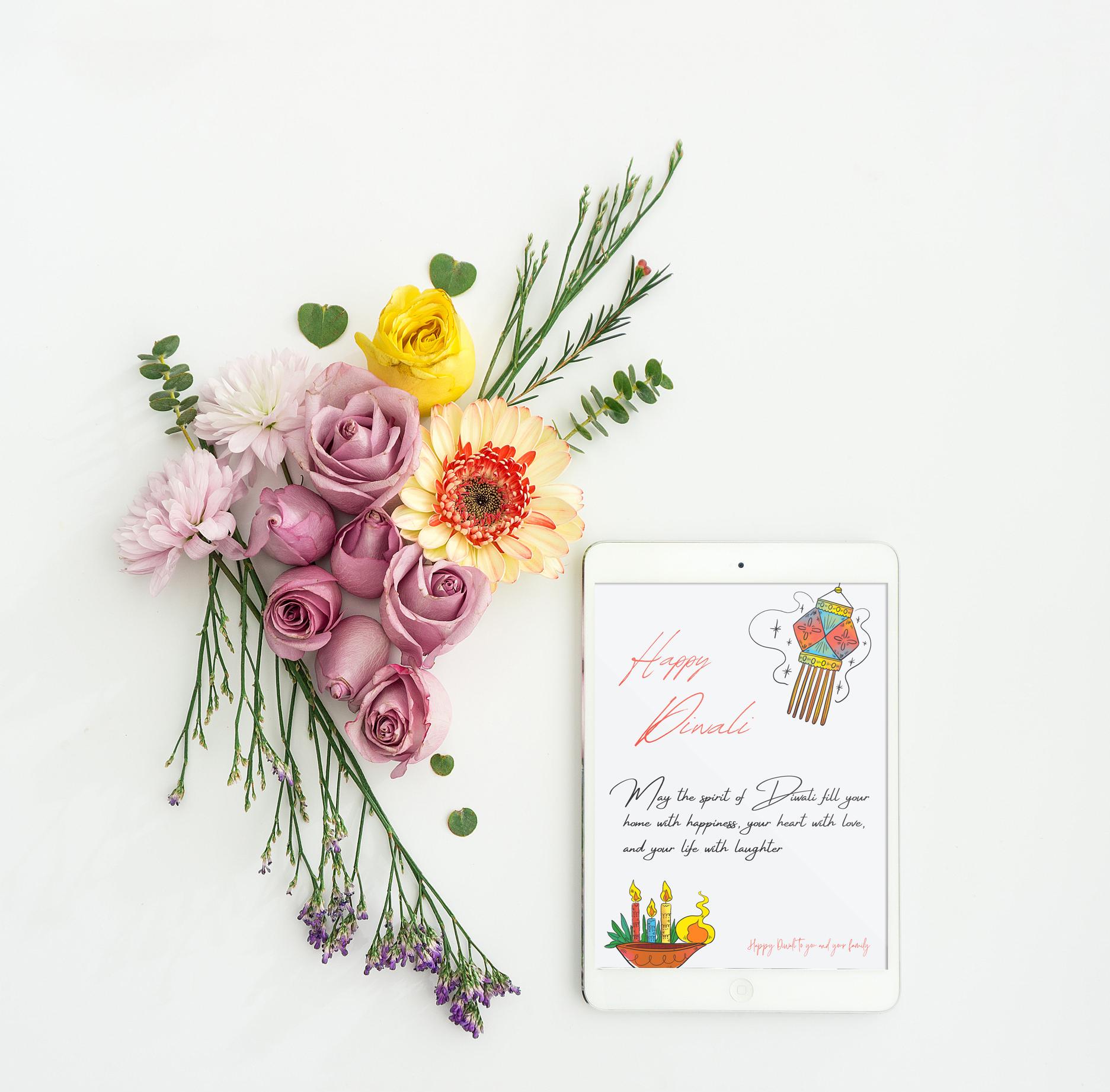 Editable Diwali Greeting Card, Digital & Printable, Diwali Canva ...