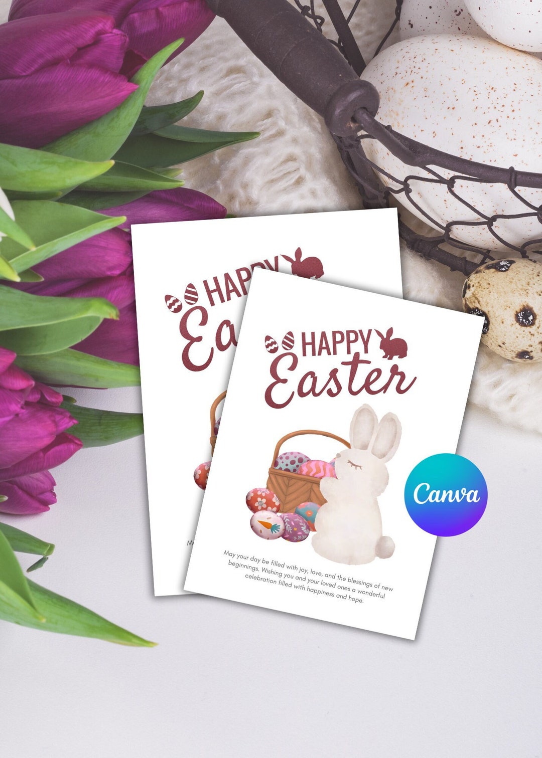 Happy Easter Bunny Card, Easter Greeting Card, Printable, Easter Card ...