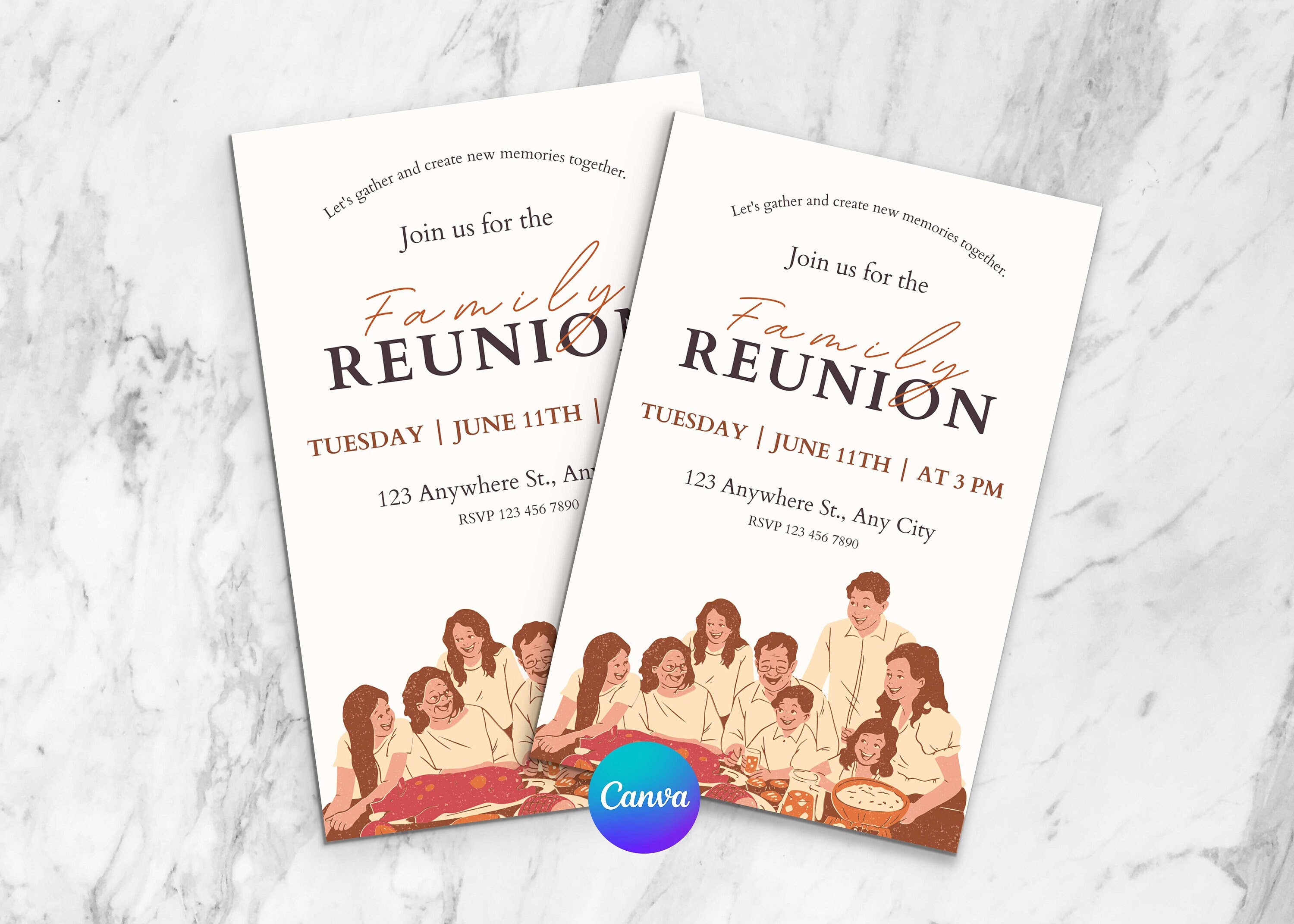 Family Reunion Invitation Template, Reunion Party Invitation, Editable ...