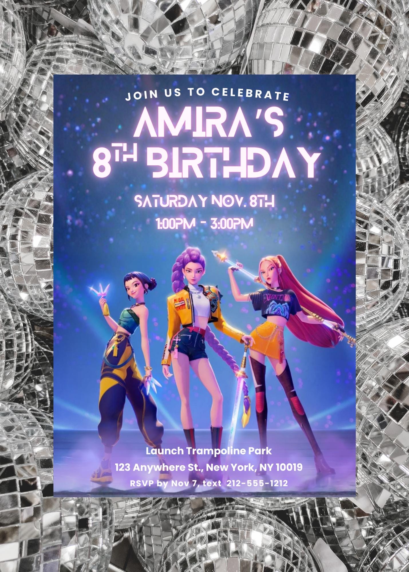 Kpop Demon Hunter Birthday Invitation | Kpop Anime Invites | Digital ...