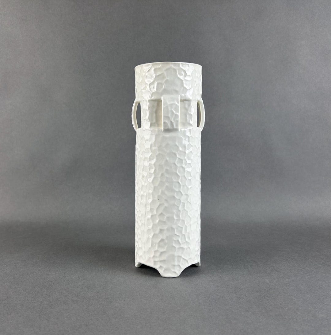 Art Nouveau Max Roesler, Rodach, Germany White Ceramic Vase, Around ...