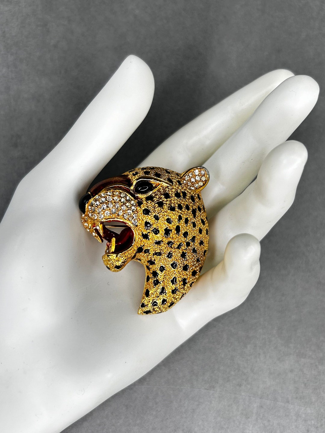 Rare CINER Signed Statement Brooch LEOPARD HEAD - Etsy