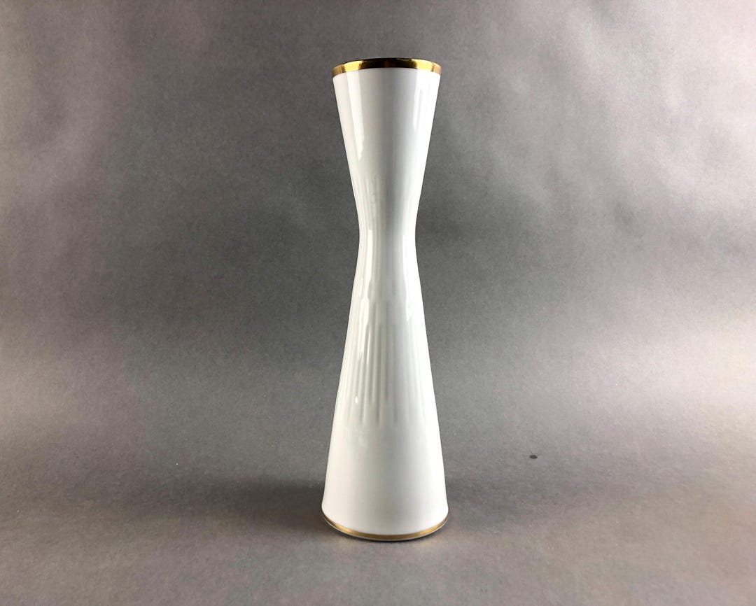 Vintage ZEH SCHERZER GERMANY White Porcelain Vase With Gold Rim in ...