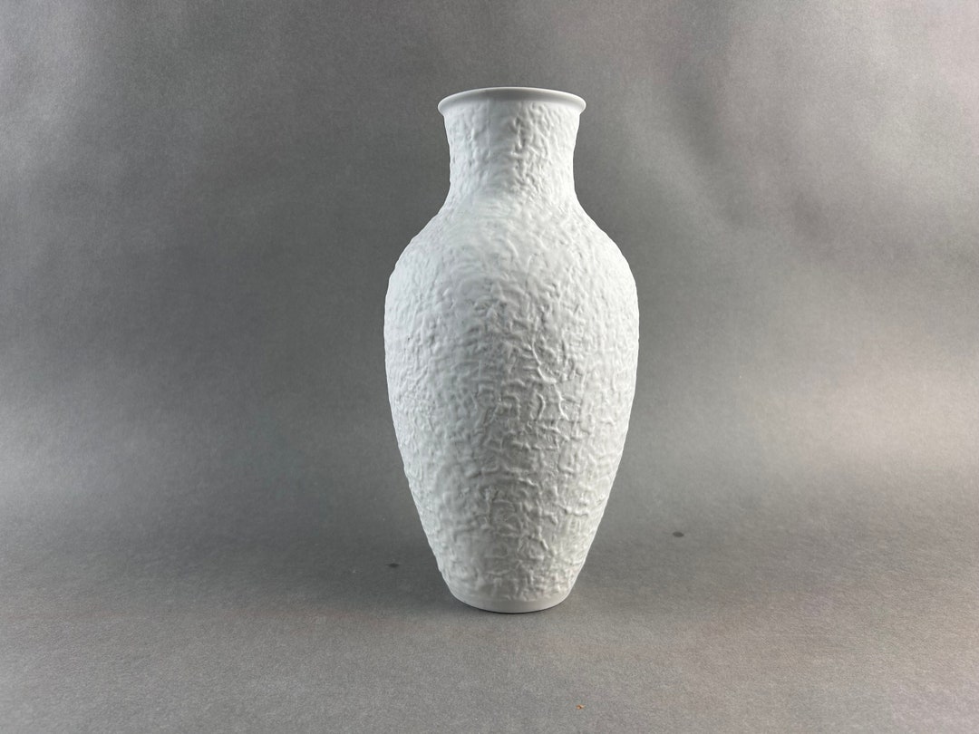 Vintage Metzler & Ortloff Large Vase, White Biscuit Porcelain, Op Art ...