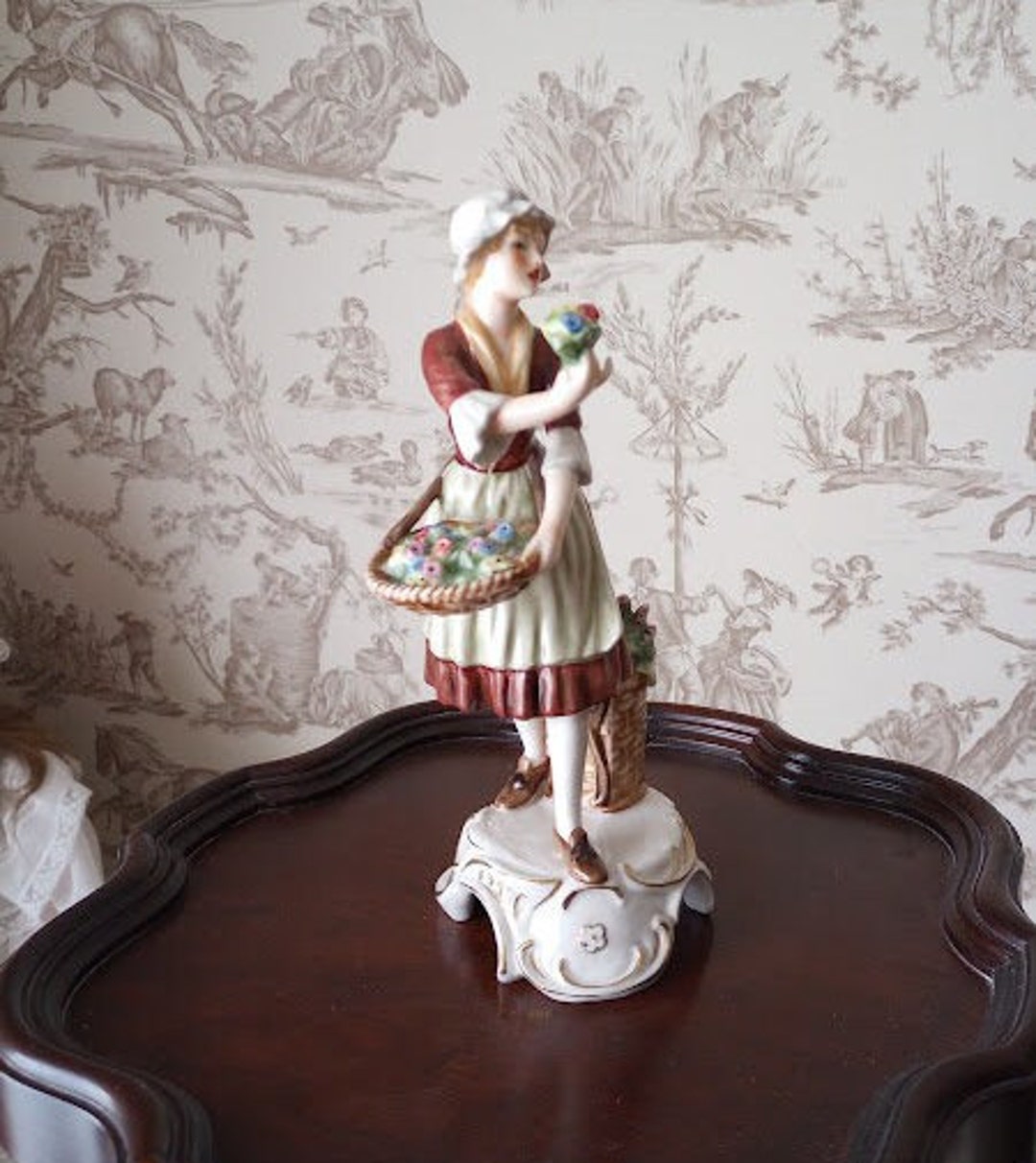 Goebel W. Germany Girl With a Basket of Flowers, Porcelain Figurine ...