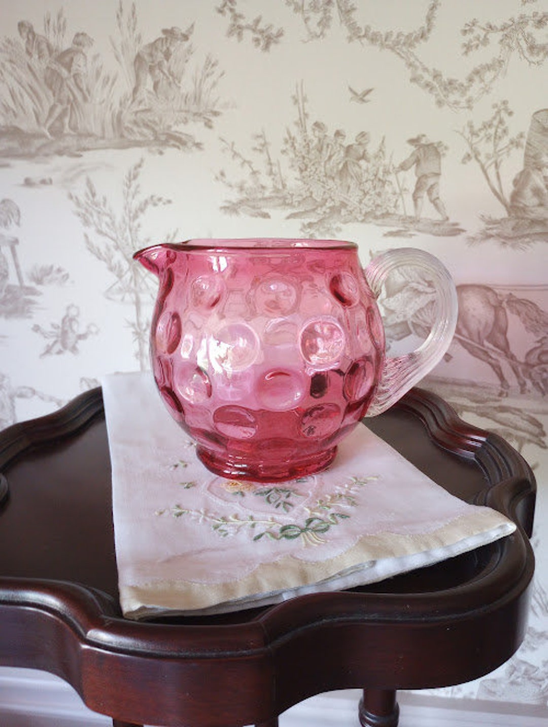 Fenton Glass Coin Dot 5 Inch Tall Cranberry Pitcher, - Etsy