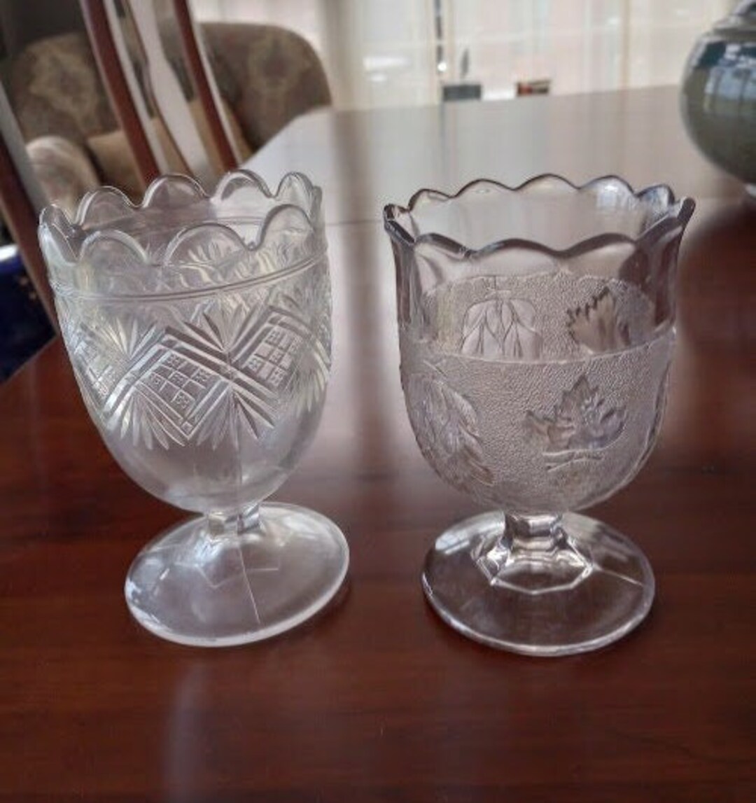 Two Victorian Spooners, Pressed Glass, 5 Inches Tall - Etsy