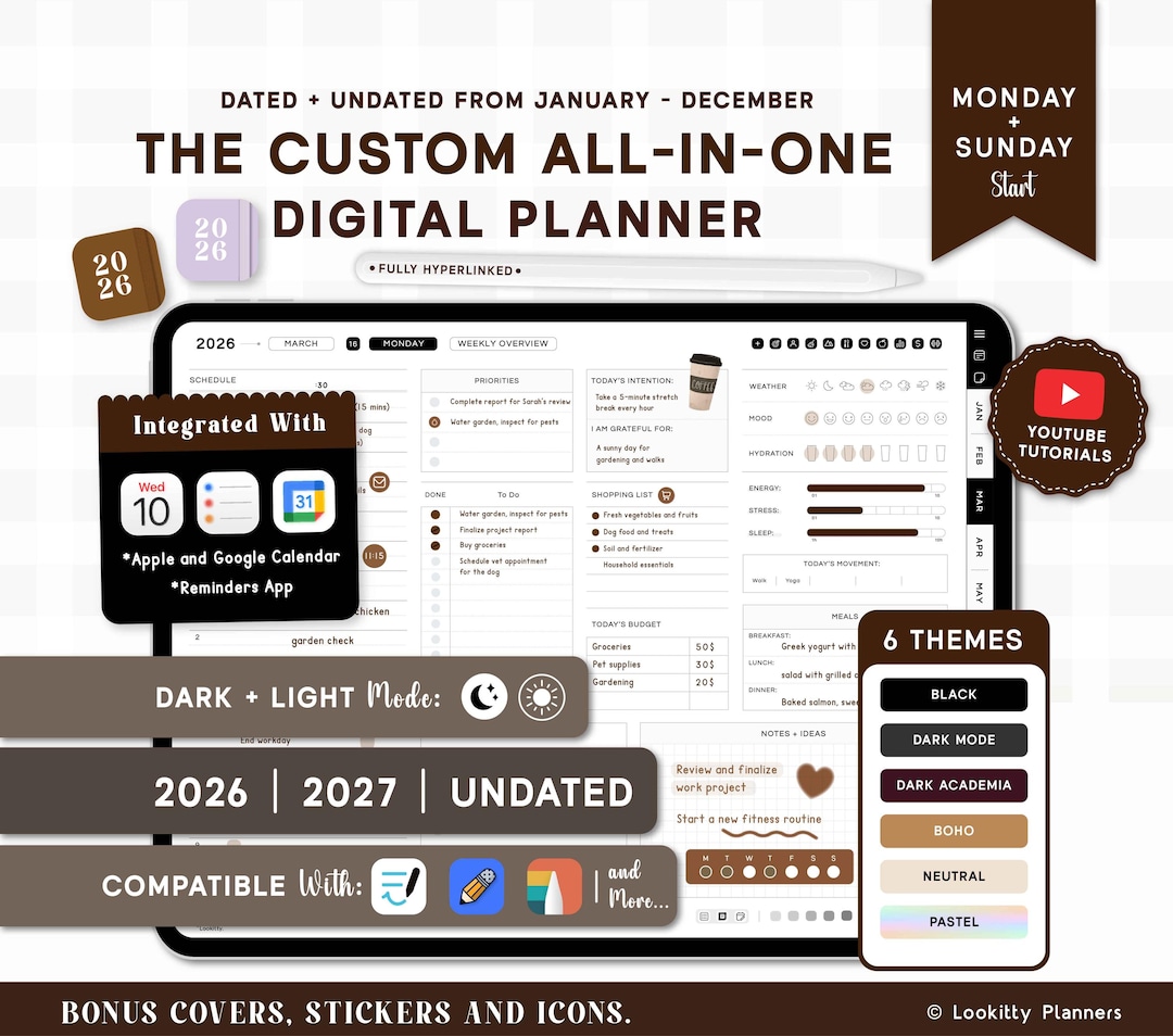 Ultimate Custom Digital Planner | iPad Goodnotes 2026 2027 & Undated ...