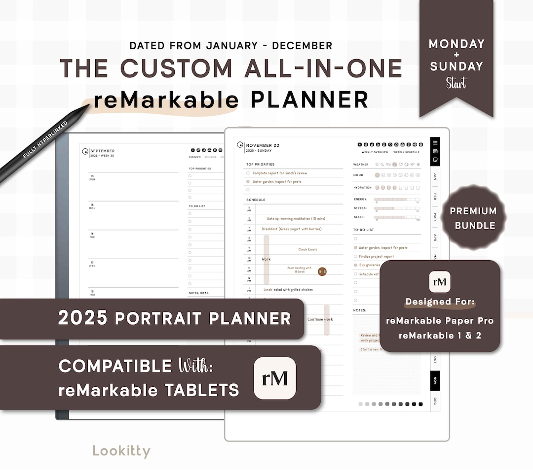 Remarkable 2 Template, 2025 Digital Planner for Remarkable Paper Pro ...