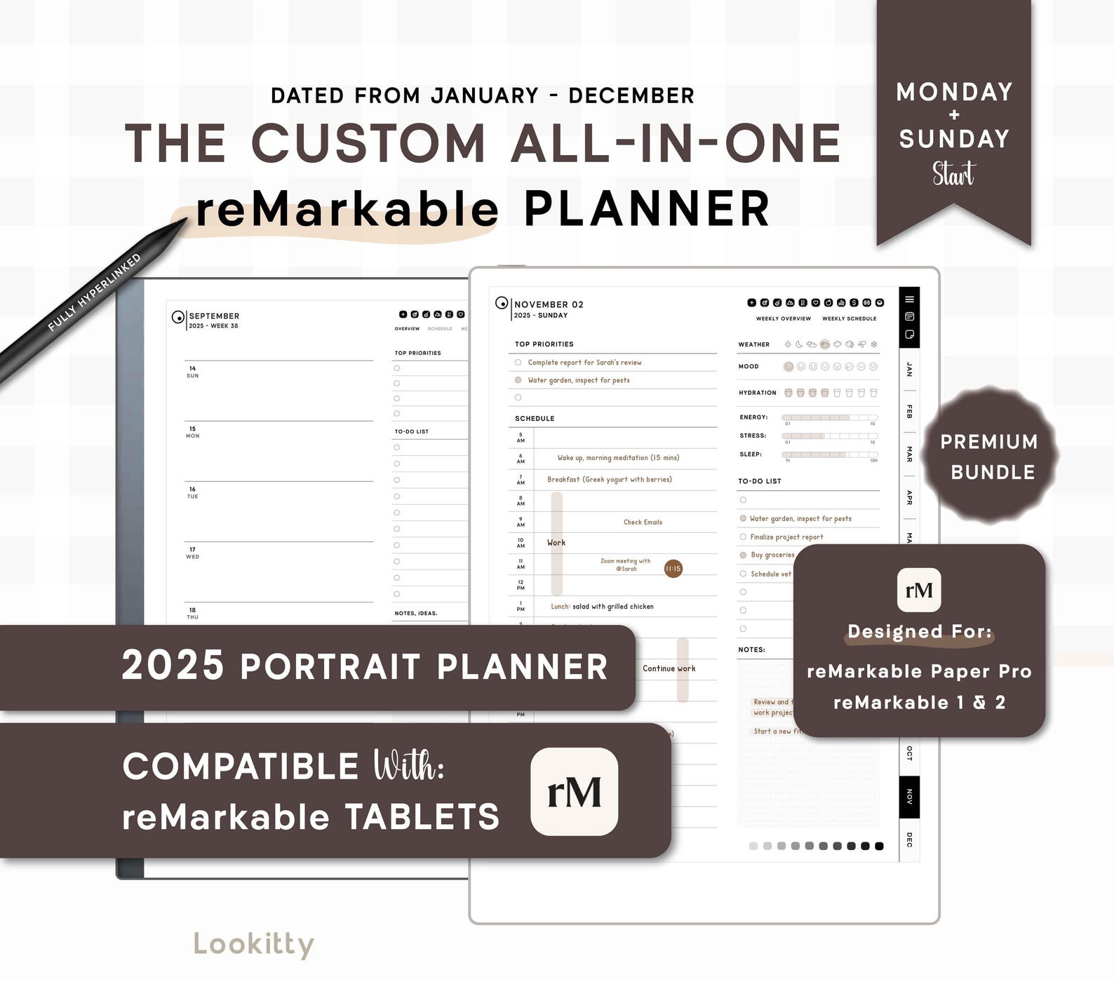 Remarkable 2 Template, 2025 Digital Planner for Remarkable Paper Pro ...