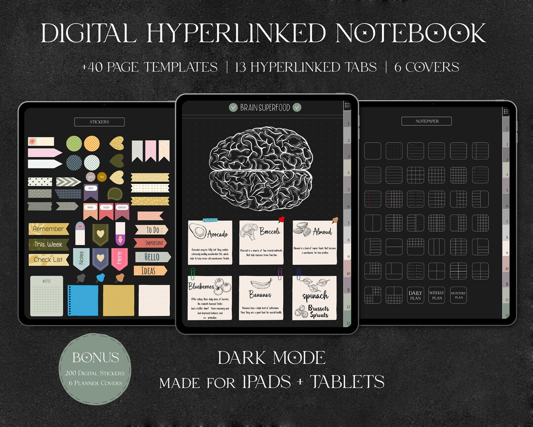 Digital Black Notebook, Student Hyperlinked Journal, Digital Hyperlinke ...