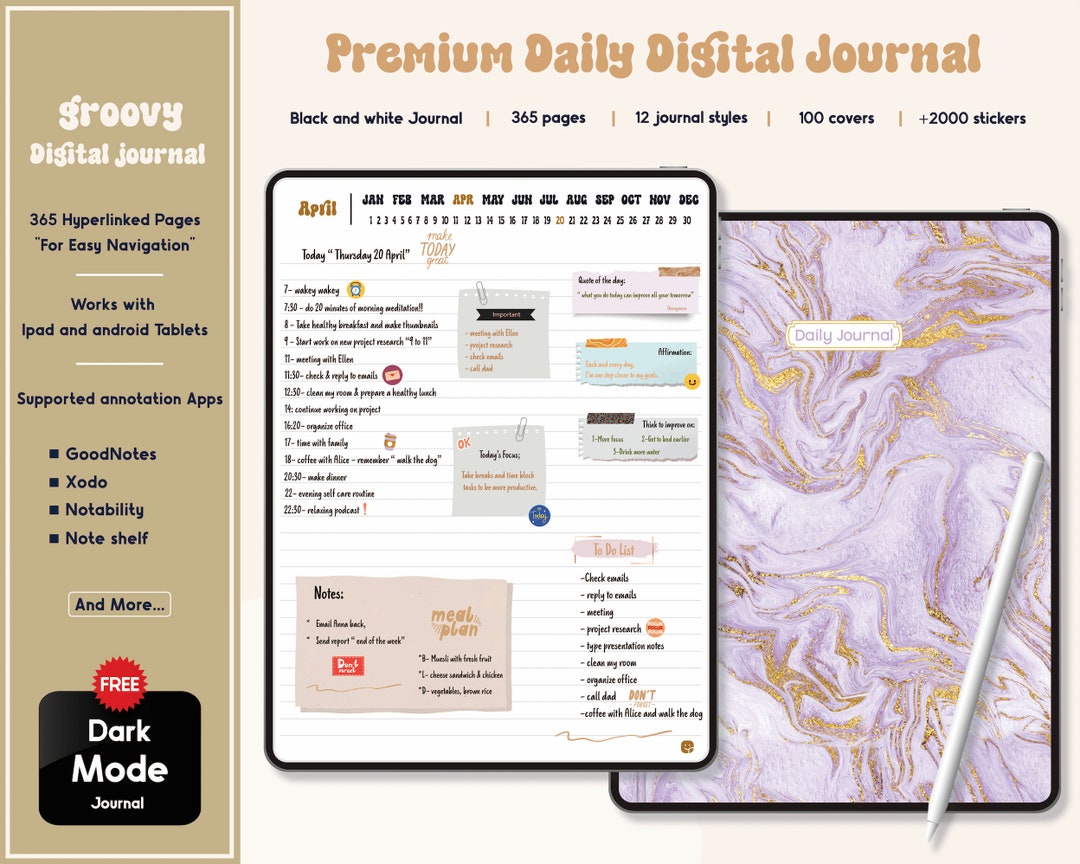 Daily Digital Journal, iPad Notebook Goodnotes,notability Journal ...