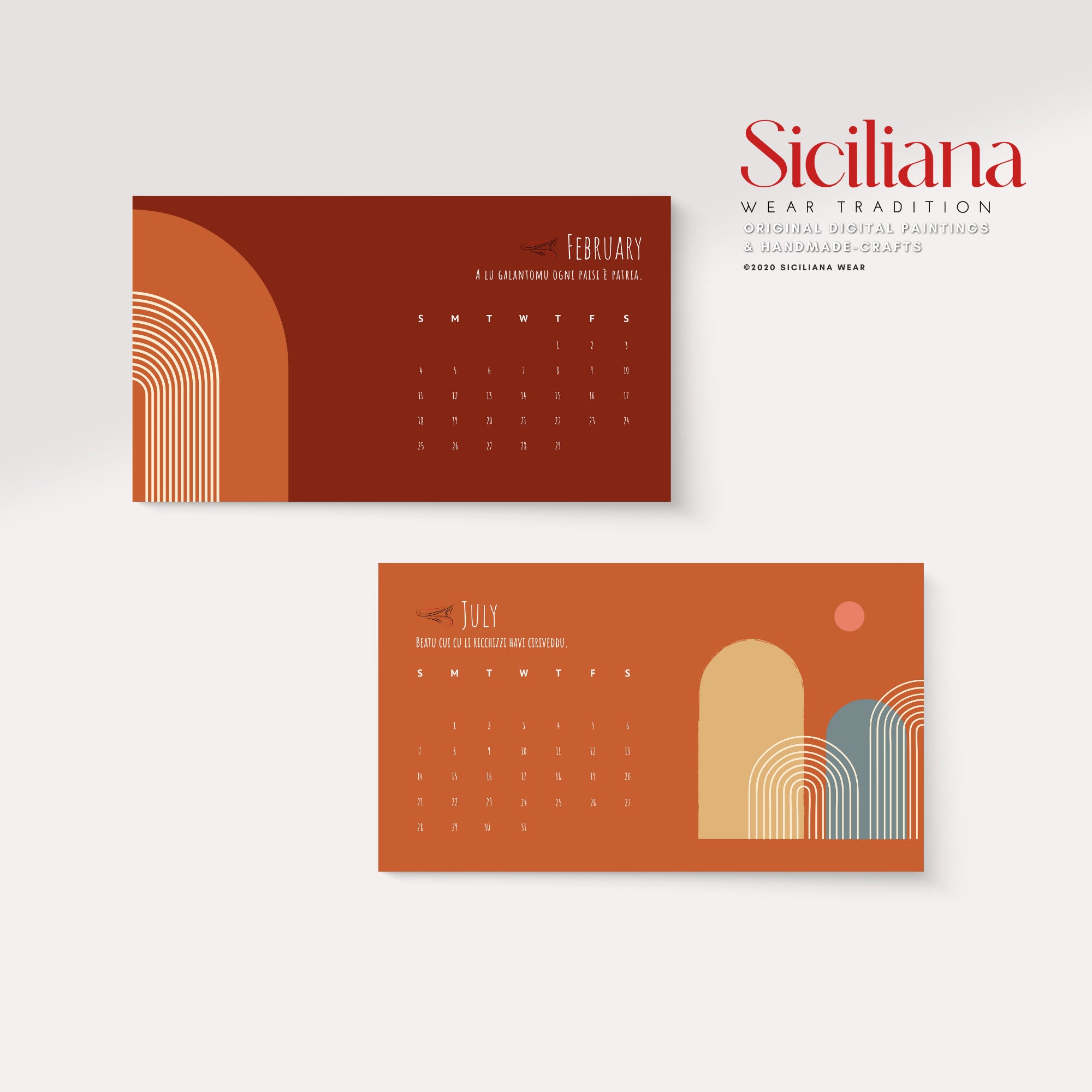 Printable Calendar 2024 Sicilian Calendar Sicilian Style - Etsy