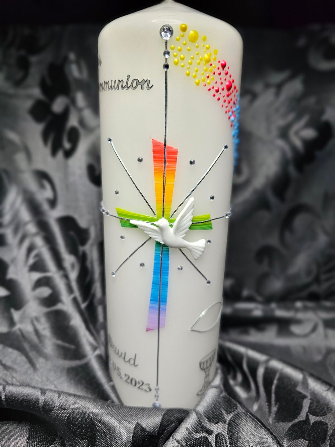 Communion Candle, Rainbow, Communion, Dove, Cross, Confirmation Candle ...