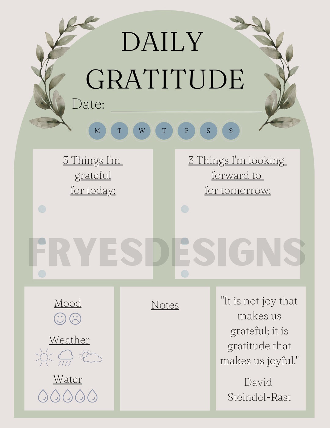 Daily Gratitude Checklist, Printable Checklist, Gratitude Checklist ...