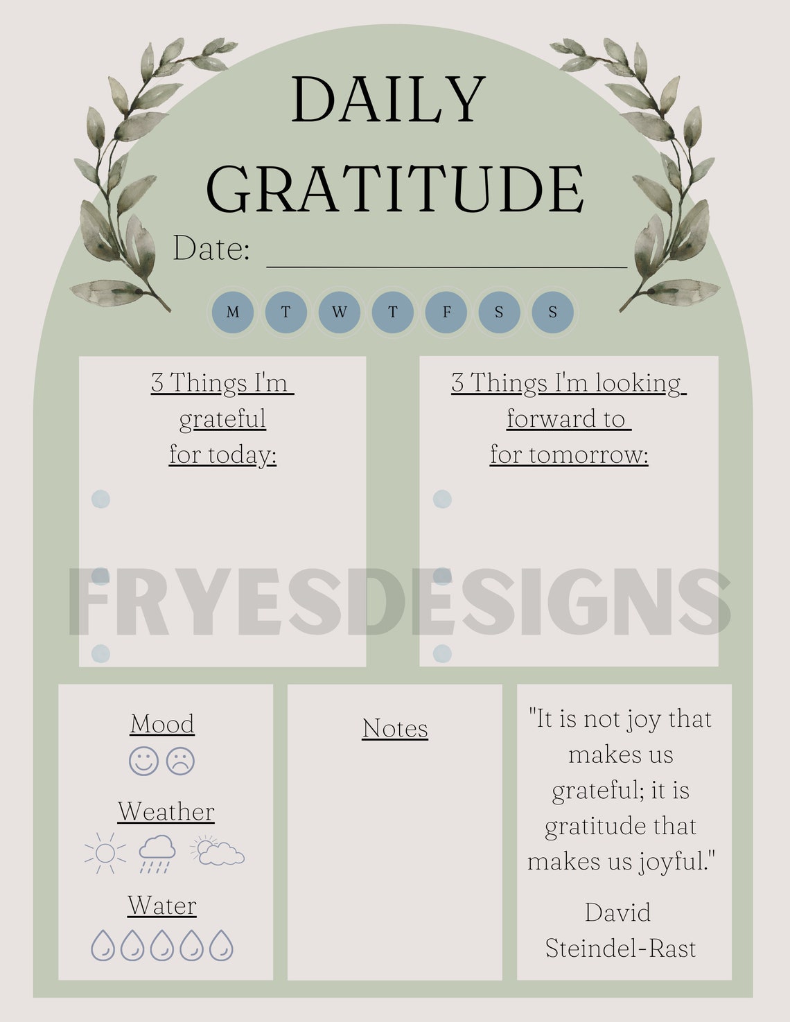 Daily Gratitude Checklist, Printable Checklist, Gratitude Checklist ...