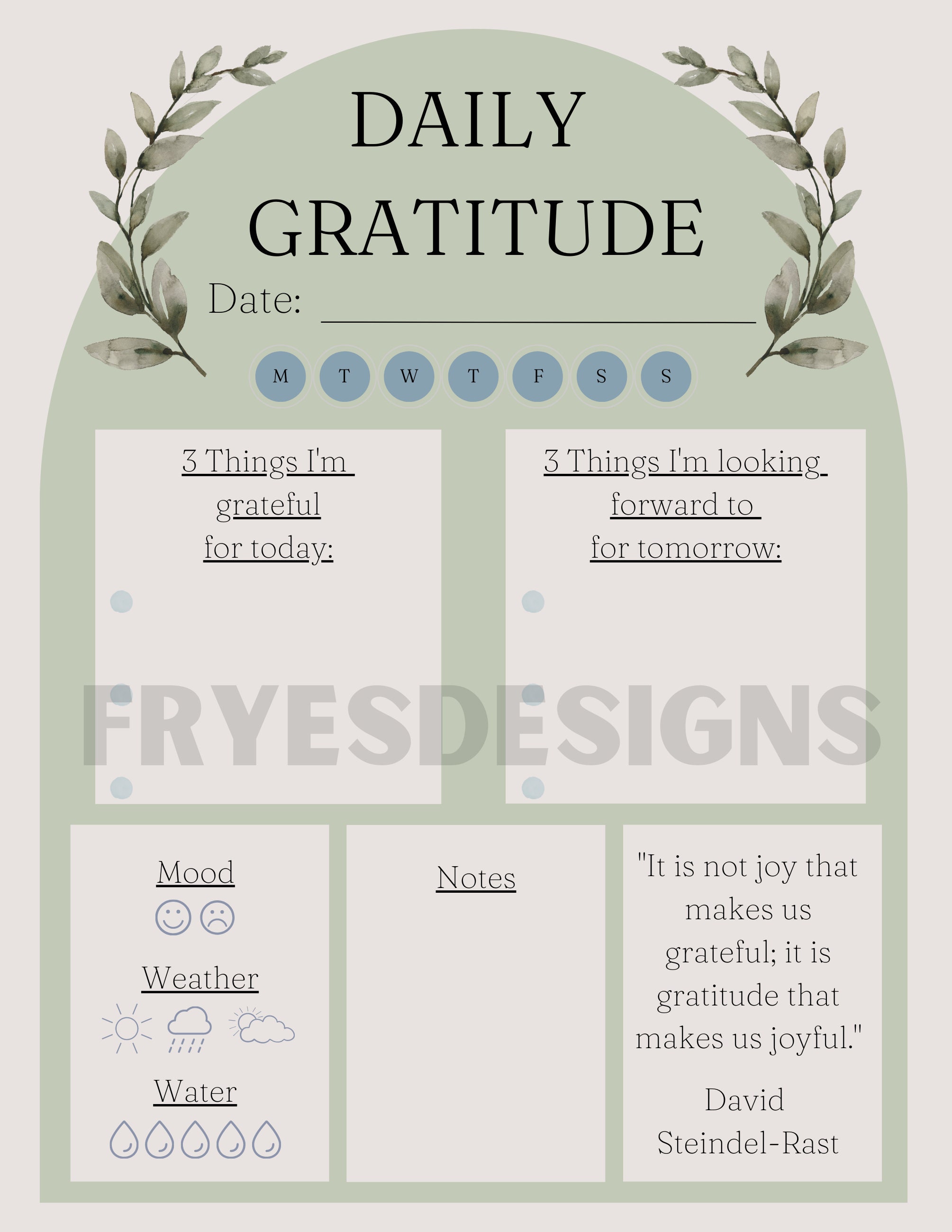 Daily Gratitude Checklist, Printable Checklist, Gratitude Checklist ...